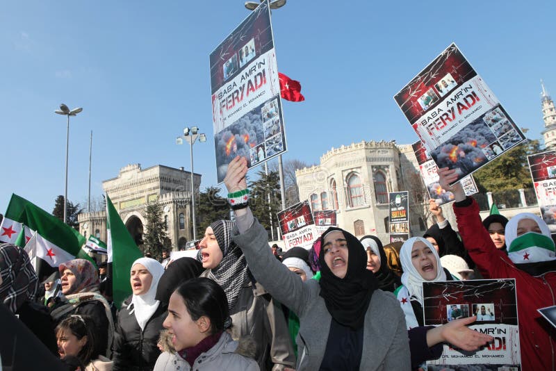 Syria Protest editorial photography. Image of women, syria - 23690377