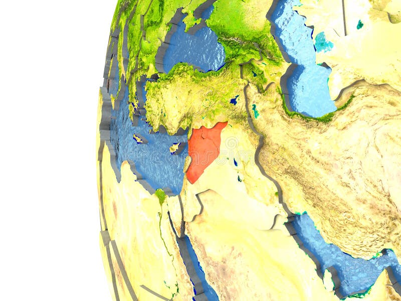 Syria in red stock illustration. Illustration of satellite - 83646805