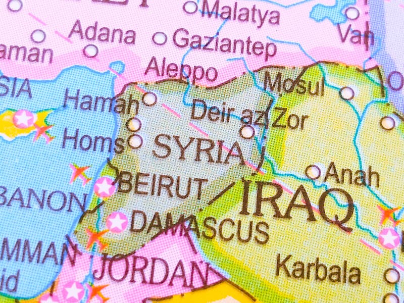 Syria Represented on a Colorful Map of the World Stock Photo - Image of ...
