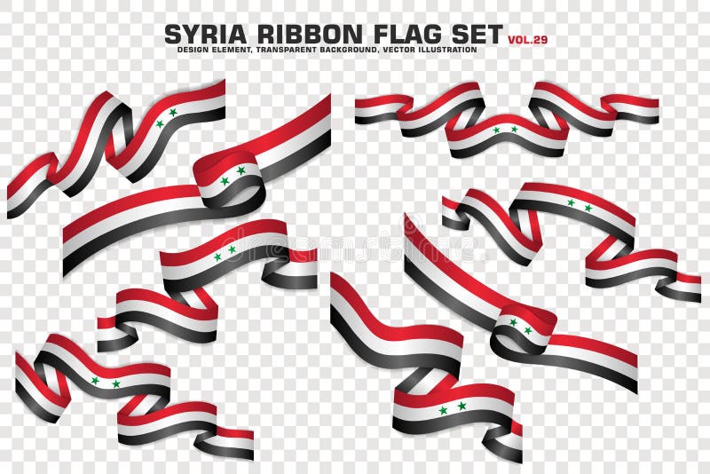 Syria Ribbon Flags Set, Element Design, 3D Style. Vector Illustration ...