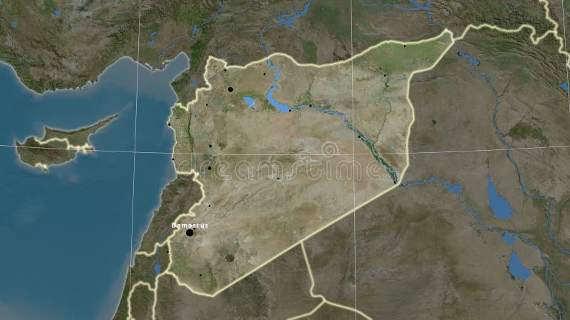 Syria, Satellite View, Map, Section 3d, Middle East Stock Illustration ...