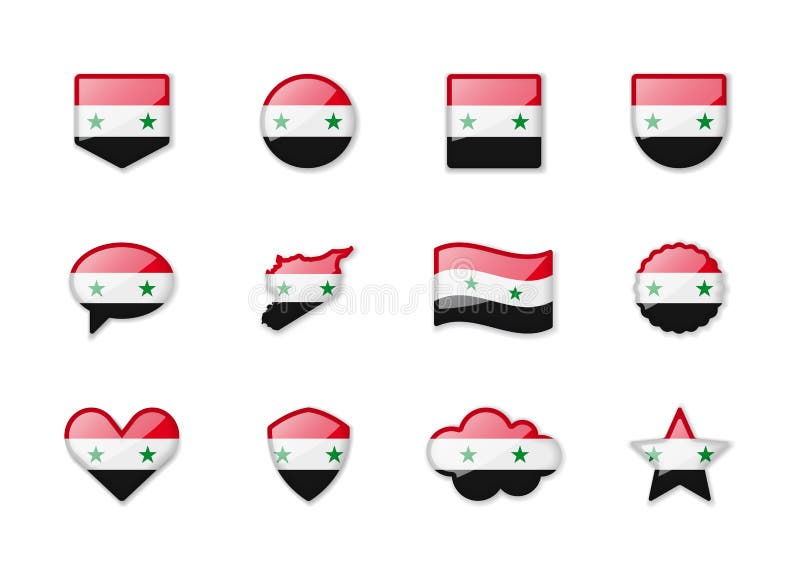 Syria - Set of Shiny Flags of Different Shapes. Stock Vector ...