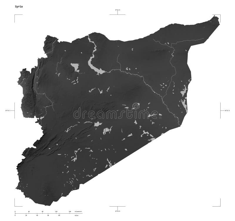 Syria Shape on White. Grayscale Stock Illustration - Illustration of ...