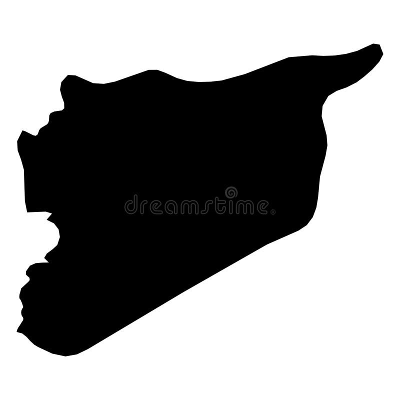 Syria - Solid Black Silhouette Map of Country Area. Simple Flat Vector ...