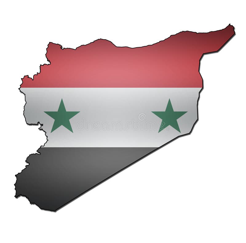 Map of Syria Territory Located in Middle East Region with Country Flags ...