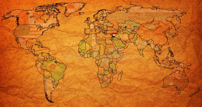 Syria Territory on World Map Stock Photo - Image of vintage, path ...