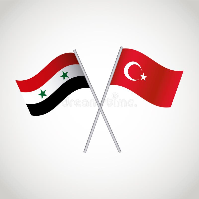 Syria and Turkey Flags Vector Illustration Stock Vector - Illustration ...