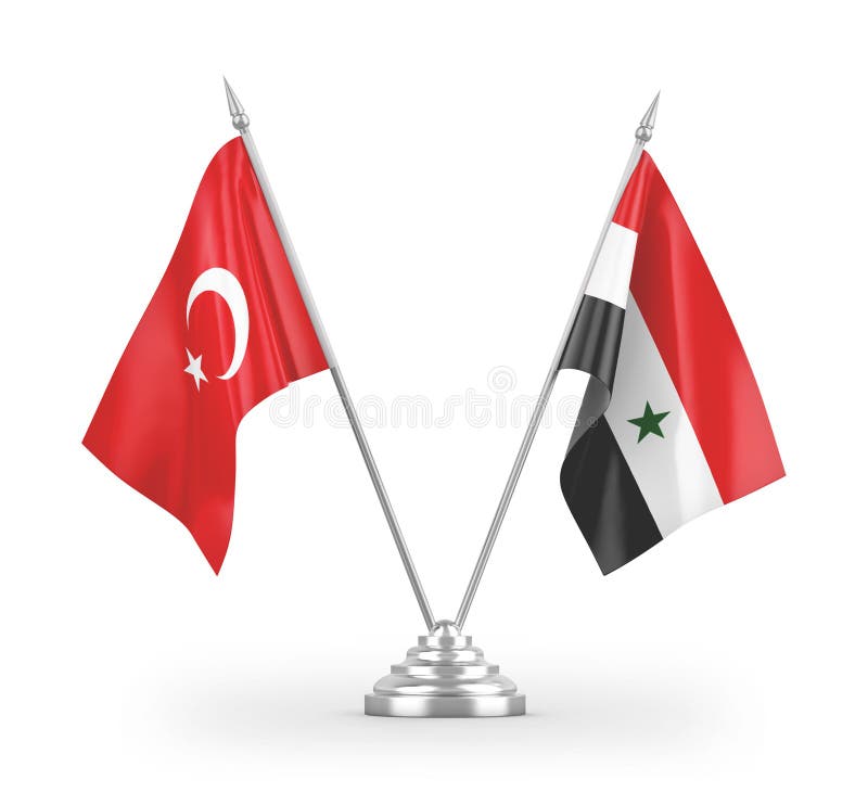 Syria and Turkey Flags Together, Crumpled Paper Effect 3D Illustration ...