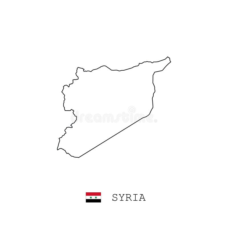 Syria Vector Map Outline, Line, Linear. Syria Black Map on White ...