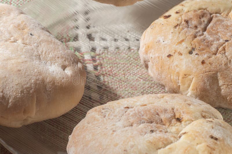 Syrian Bread on a Dish with Copy Space Left and Natural Light Stock ...