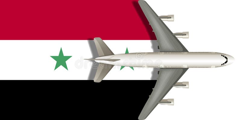 Syrian Flag with an Airplane Flying Over it. Vector Image Stock ...
