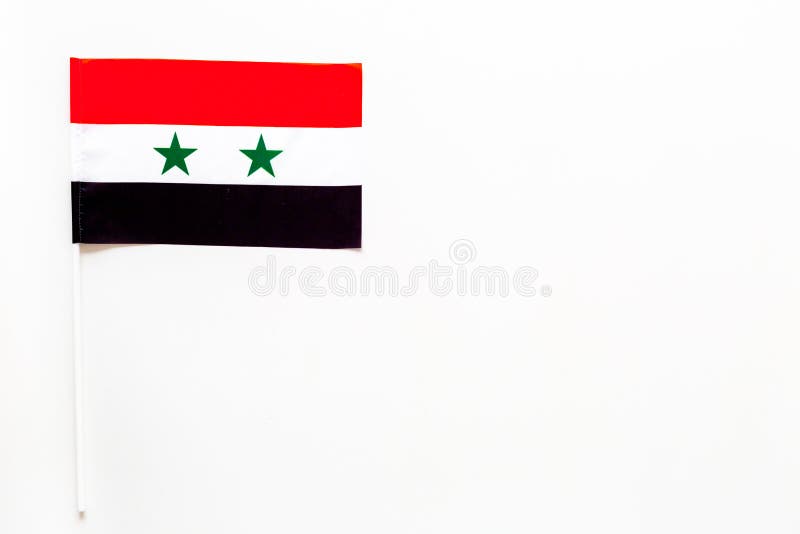 Syrian Flag Concept. Small Flag on White Background Top View Copy Space ...