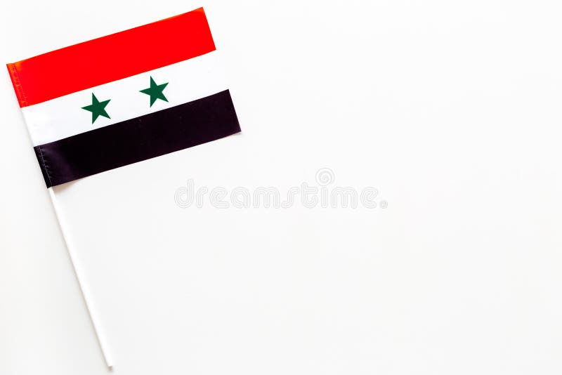 Syrian Flag Concept. Small Flag on White Background Top View Copy Space ...