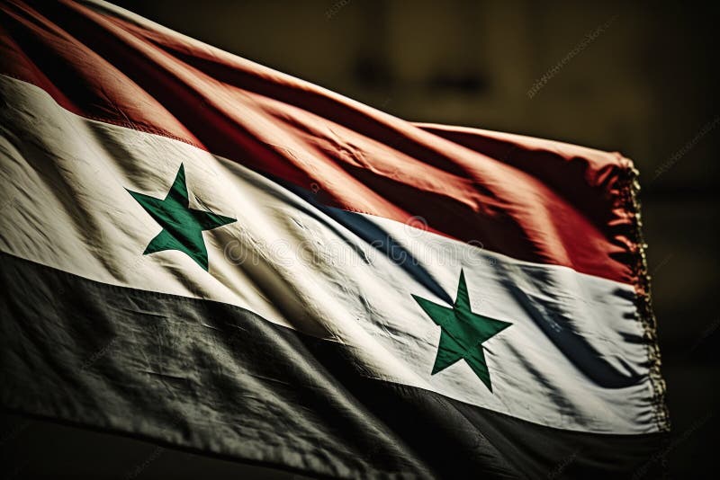 The Syrian Flag is Fluttering in the Wind. Realistic Illustration Stock ...