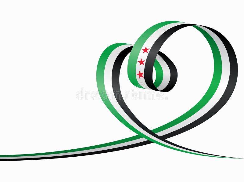 Syrian Flag Heart Shaped Ribbon. Vector Illustration. Stock ...
