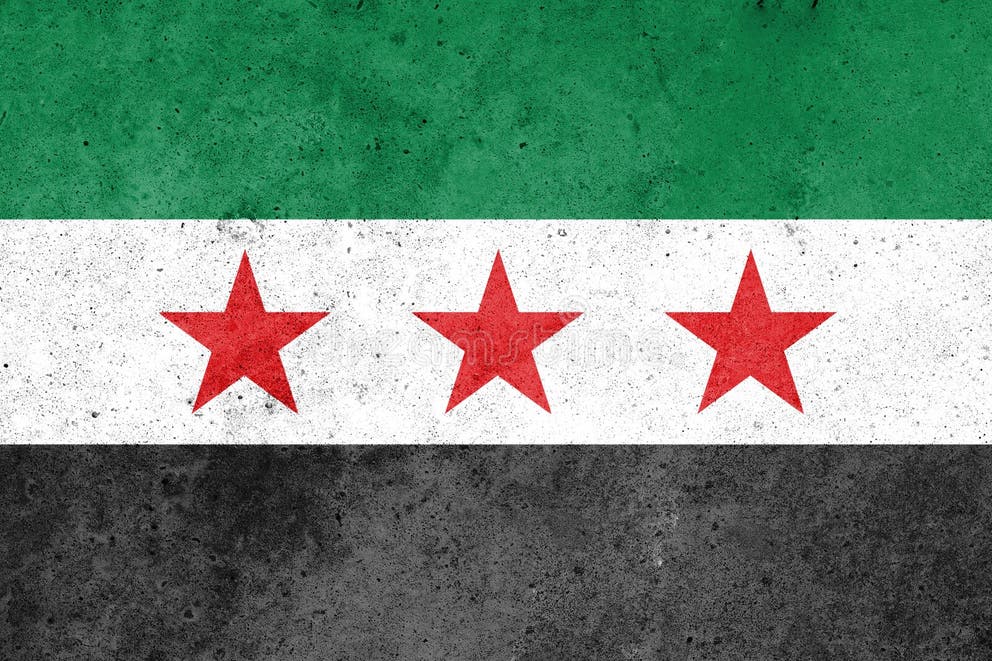 Syrian Opposition Flag Painted on Concrete Wall Stock Illustration ...