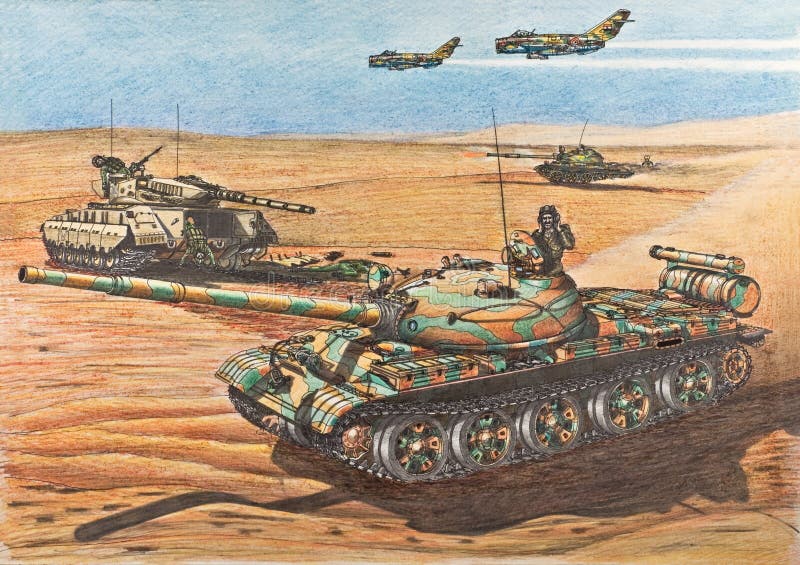 Syrian T-62 Tanks Attacked Positions Of Israelis Stock Illustration ...
