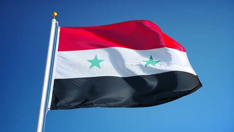 Flagge Von Syrien Wellenartig Bewegend Auf Fahnenmast Im Wind ...