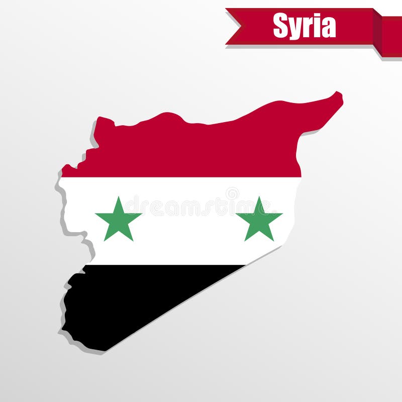 Syrien-Karte Mit Flaggeninnere Und -band Stock Abbildung - Illustration ...