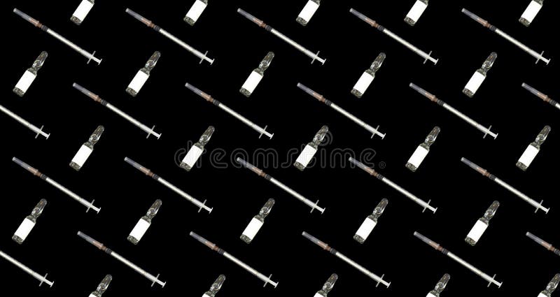 A Syringe and an Ampoule for Injection on a Black Background. Stock ...
