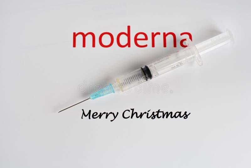 Syringe As a Christmas Gift from Moderna Editorial Stock Image - Image ...
