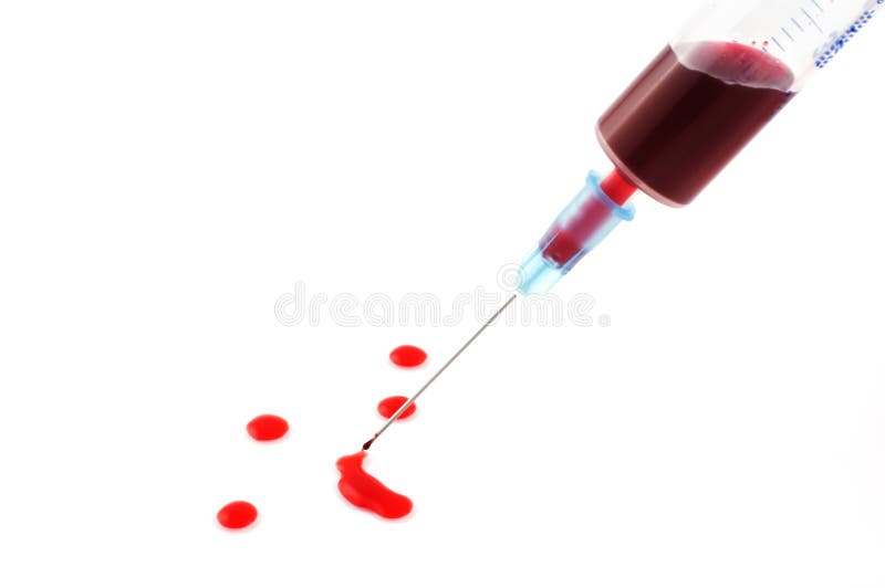 Syringe with blood drops stock photo. Image of test, needle - 7250440