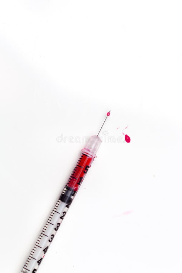 Syringe with blood stock photo. Image of clinic, injection - 91407786