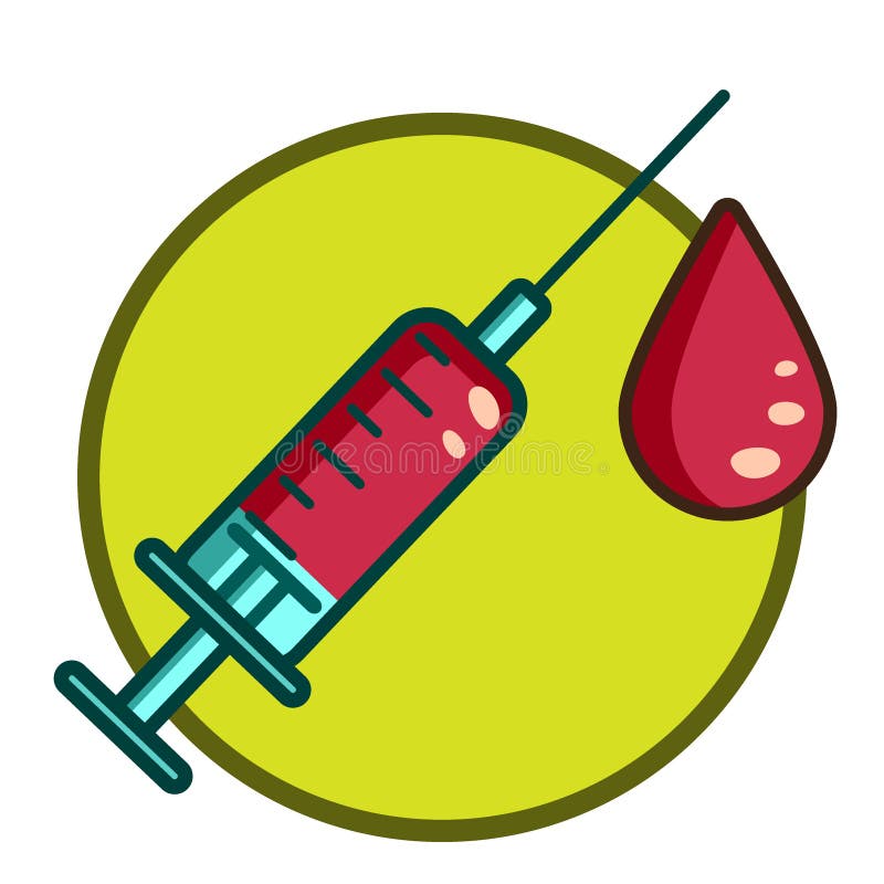 Syringe with blood droplet stock vector. Illustration of care - 12855082