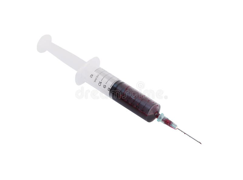 Syringe with Blood Isolated on White Stock Image - Image of care ...