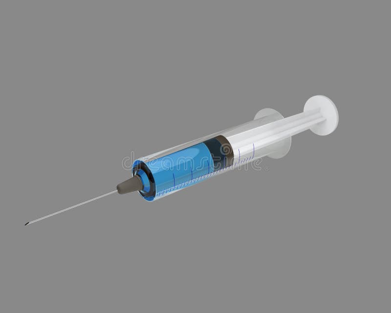 Syringe with blue liquid stock illustration. Illustration of ...