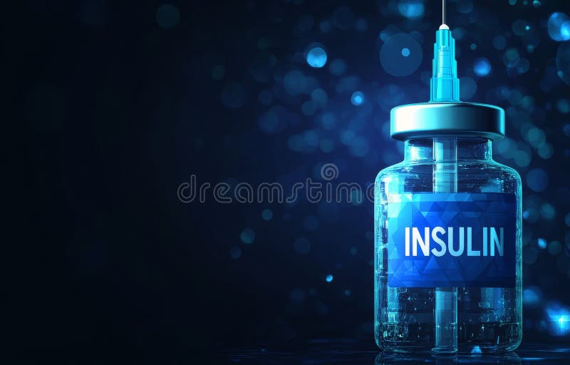 A Syringe on a Bottle with Insulin. a Concept of Diabetes Type 1, 2 ...