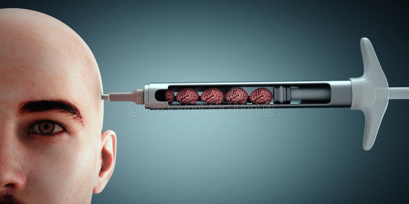 Syringe with a Brain Inside. Symbolizes Injection of Intelligence Stock ...