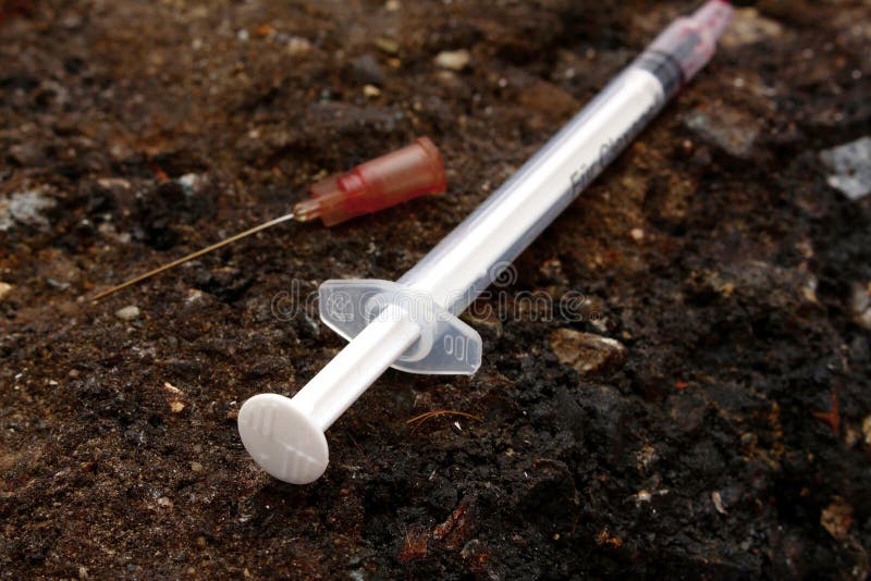 Syringe stock photo. Image of dirty, drug, abuse, stone - 53343840