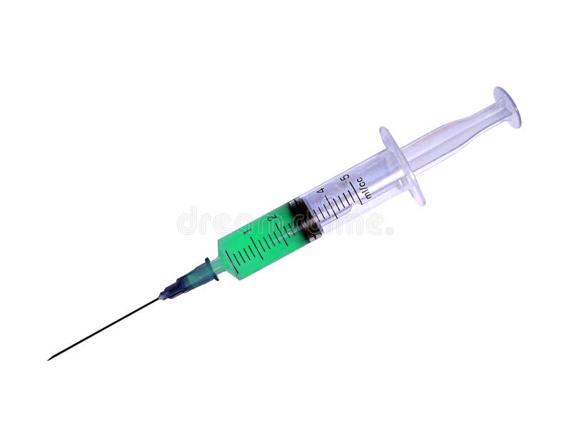 Medical Syringe with a Sharp Needle, Red Content, Isolate Stock Photo ...
