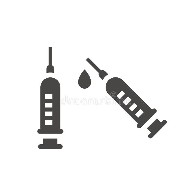 Syringe with Drop of Blood Black Vector Icon Stock Vector ...