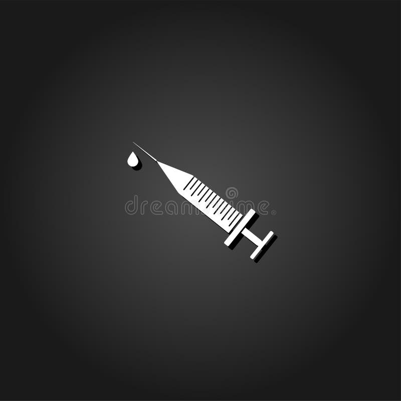 Syringe and drop icon flat stock vector. Illustration of icon - 131896836