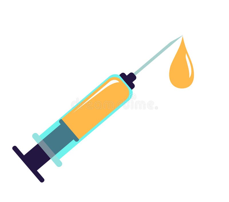 Syringe with Drop of Liquid. Vector Illustration, Vaccination Design ...