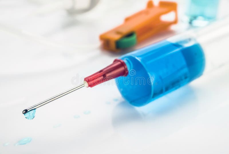 Syringe with Drop of Medication in the Needle Stock Image - Image of ...