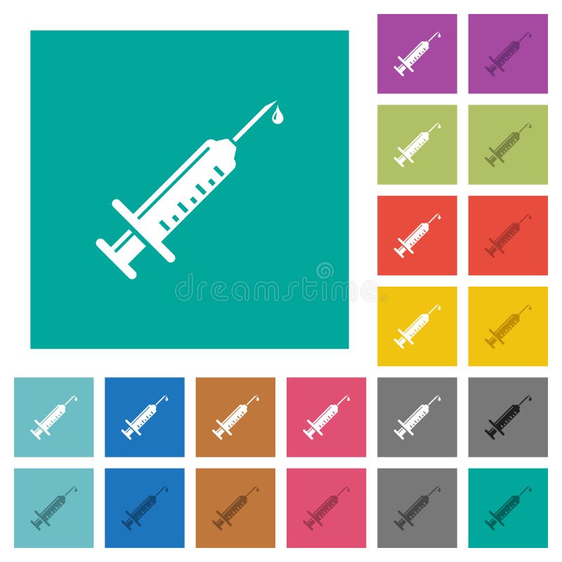 Syringe with Drop Square Flat Multi Colored Icons Stock Vector ...