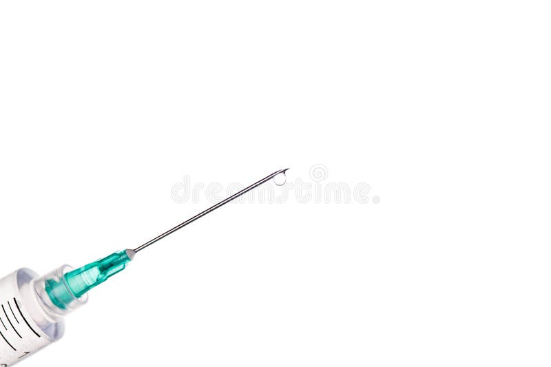 Syringe with Drops of Transparent Liquid on Needle Stock Photo - Image ...