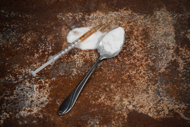 Syringe and Drugs on Dirty Rusty Background. Injection Syringe Stock ...