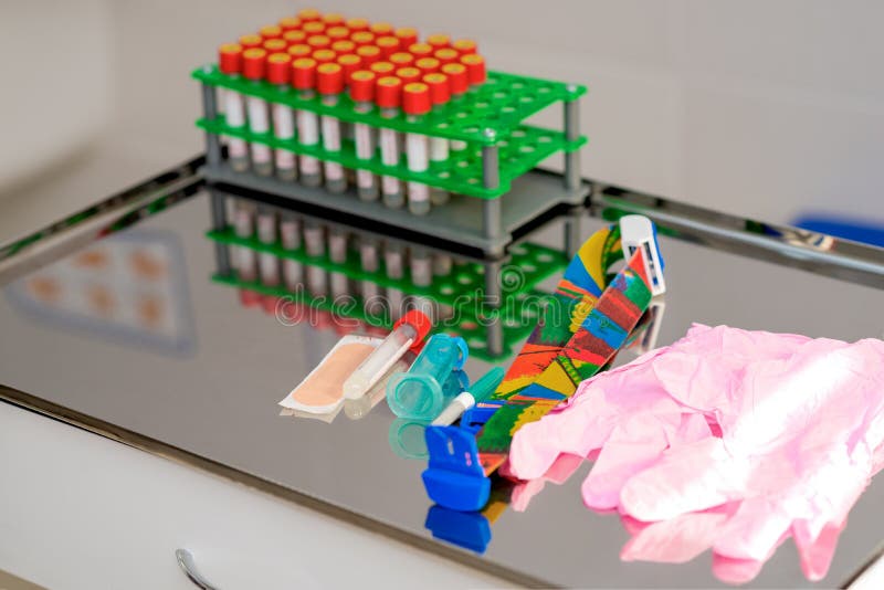 Syringe and Empty Test Tubes on Rack Stock Image - Image of industry ...