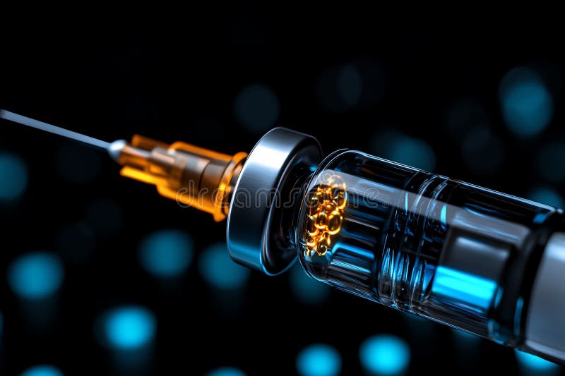 A Syringe Filled with a Glowing, Abstract Liquid. the Needle is Sharp ...