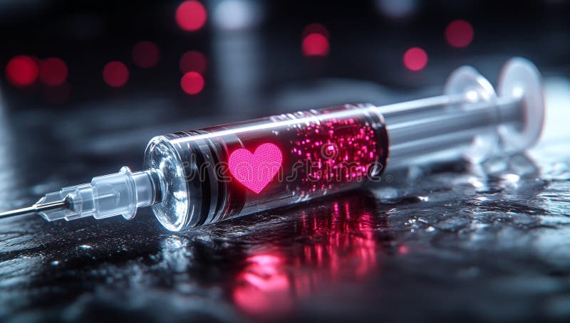 Syringe Filled with Heart-shaped Liquid Stock Photo - Image of wellness ...