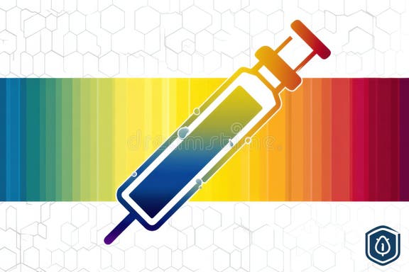 Syringe with Color Gradient Showcasing Safety Icon Label Against a ...