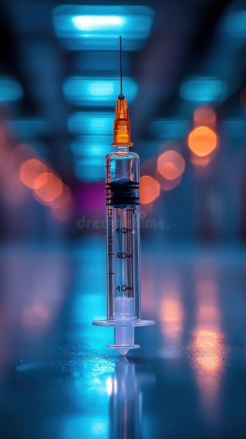 Syringe in Focus with Blurred Background. Stock Illustration ...