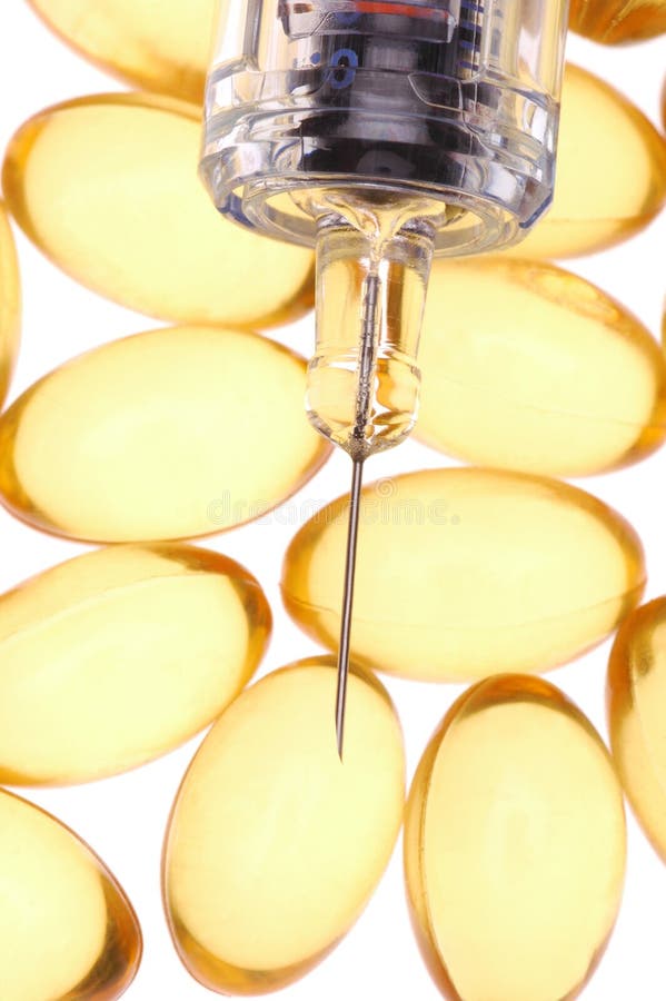 Syringe on Gel Caps stock photo. Image of medicine, hypodermic - 5182512