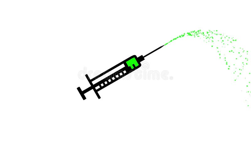 Syringe with Green Liquid Motion Graphics with Plain White Background ...