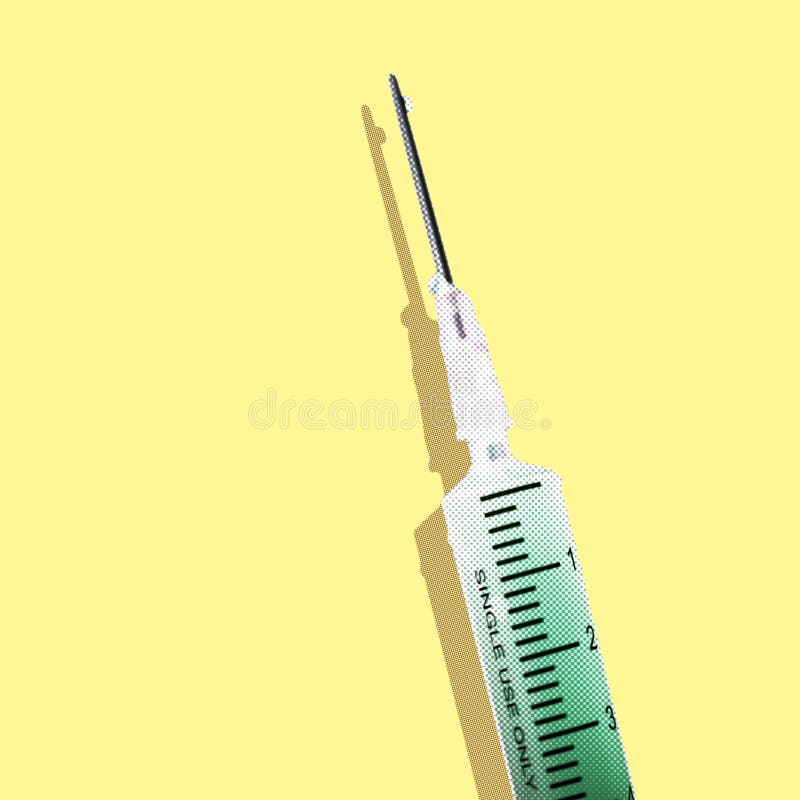 Syringe with a Green Solution on a Yellow Background Stock Illustration ...