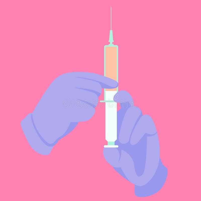Syringe in Hand ,vector Illustration , Flat Stock Vector - Illustration ...